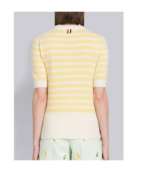 Thom Browne Striped Knit T-shirt With Button Side Slits