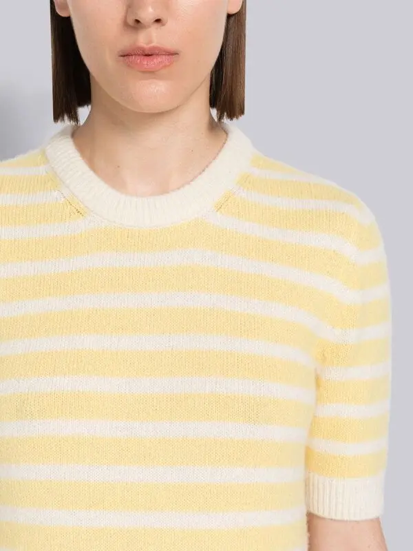 Thom Browne Striped Knit T-shirt With Button Side Slits
