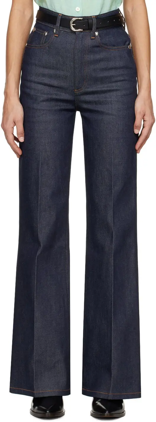 A.p.c. High-waisted Flared Jeans With Contrast Stitching