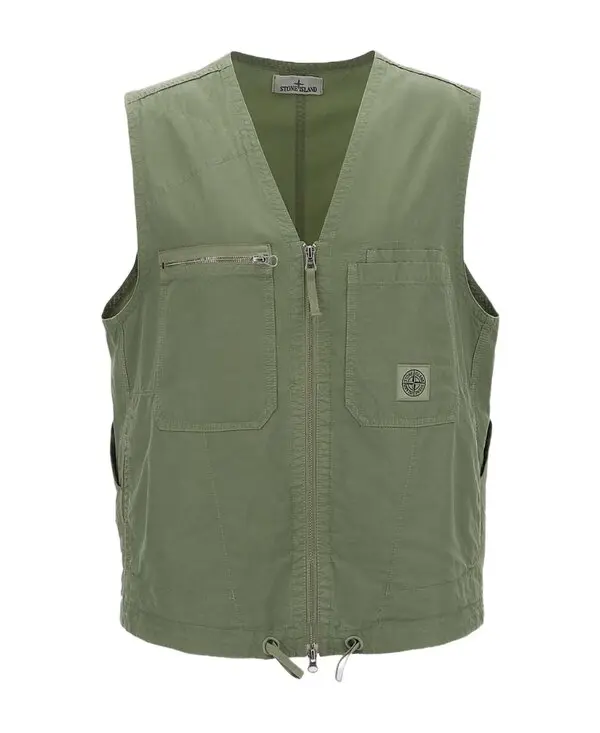 Stone Island Logo-patch Twill Weave Waistcoat
