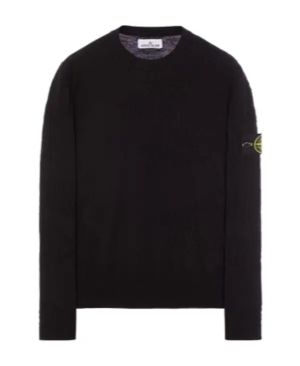 Stone Island Compass Motif Crew Neck Jumper - Black