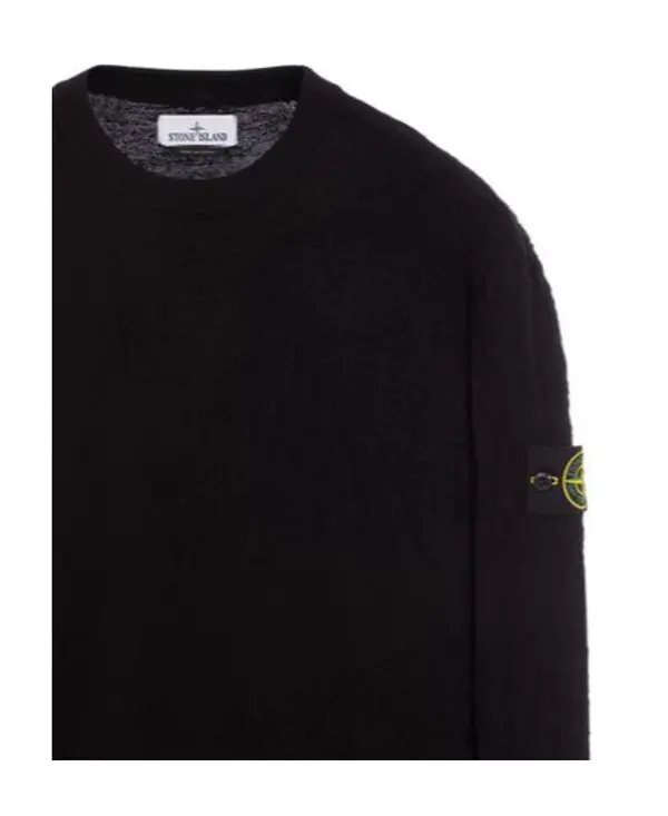 Stone Island Compass Motif Crew Neck Jumper - Black