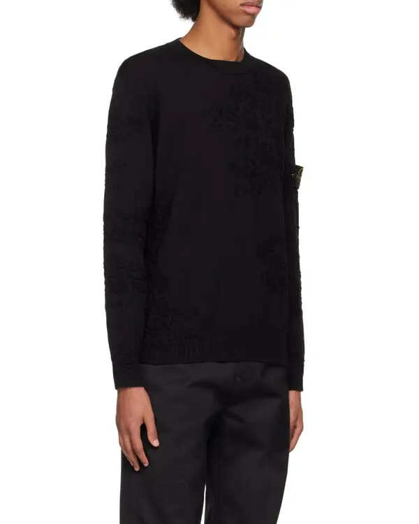 Stone Island Compass Motif Crew Neck Jumper - Black