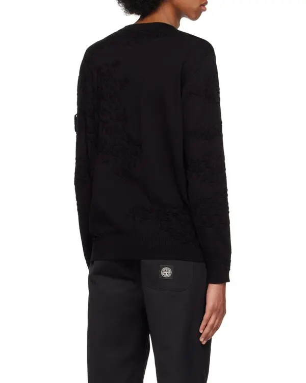 Stone Island Compass Motif Crew Neck Jumper - Black