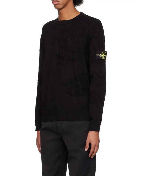 Stone Island Compass Motif Crew Neck Jumper - Black