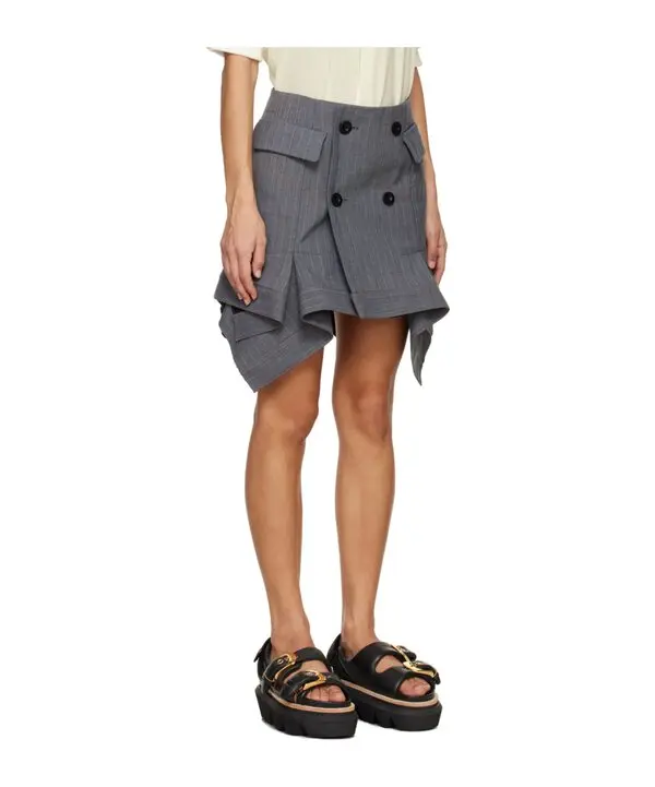 Sacai Pinstriped Wrap Skirt