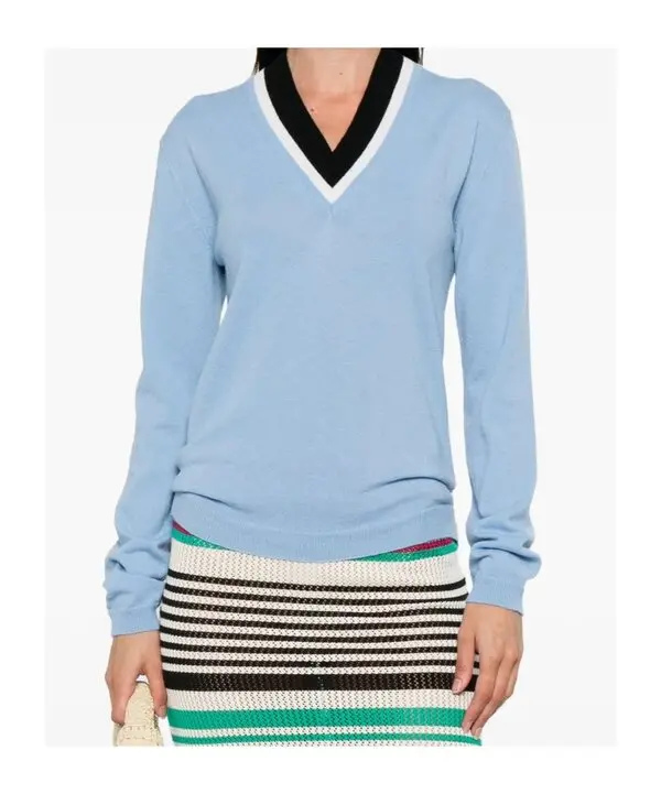Marni V-neck Wool Sweater - Iris Blue