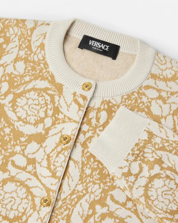 Versace Barocco Jacquard Cardigan - Nude