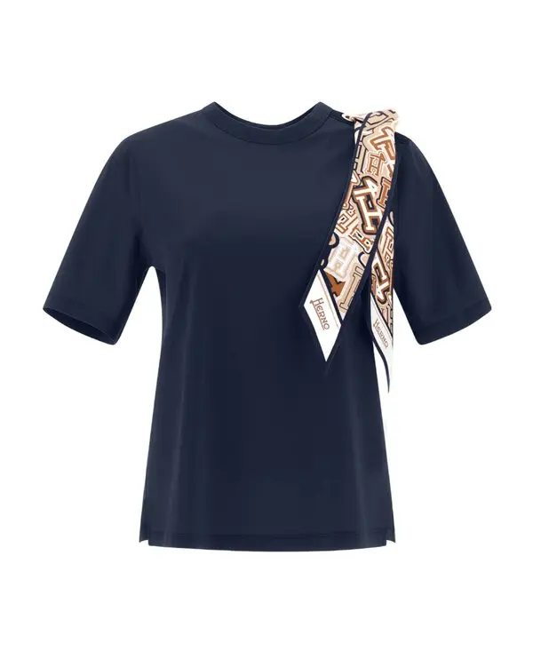 Herno Short-sleeve T-shirt With Scarf Detail