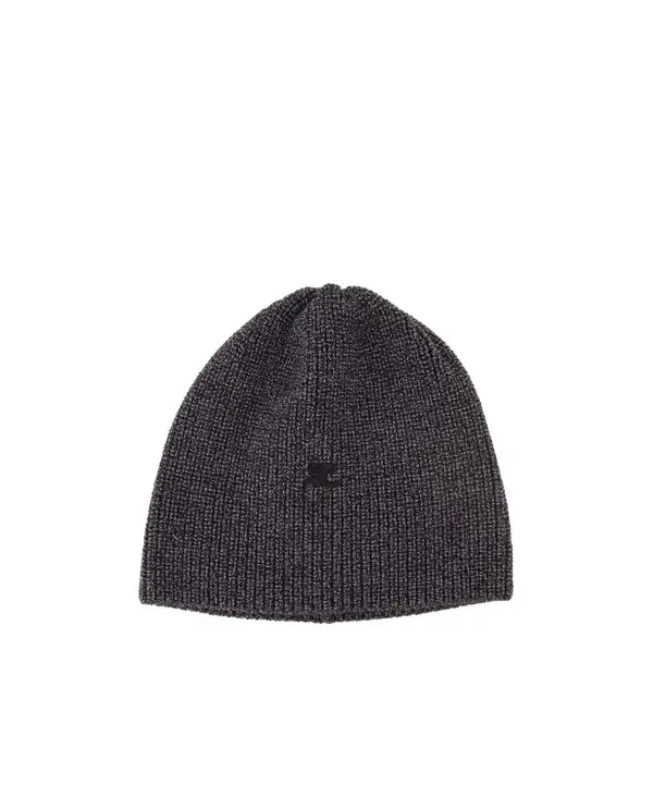 COURREGES Ribbed-knit Beanie - Black