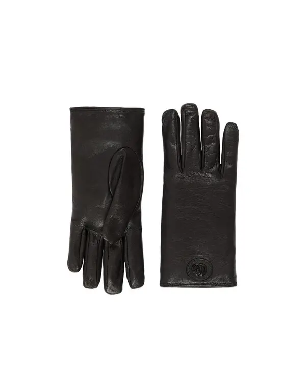 Gucci Logo Plaque Military Gloves - Black