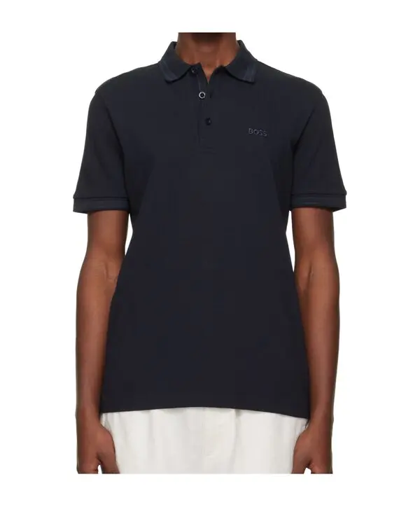 Hugo Boss Logo Embroidered Short-sleeved Polo Shirt - Black