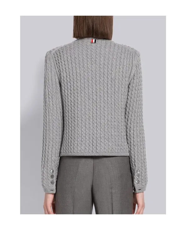 Thom Browne Cable Knit Open Front Cardigan