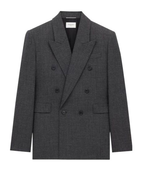 Saint Laurent Wool Double-breasted Peak Lapel Jacket - No