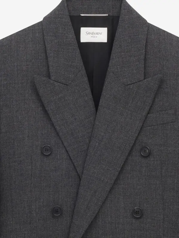 Saint Laurent Wool Double-breasted Peak Lapel Jacket - No