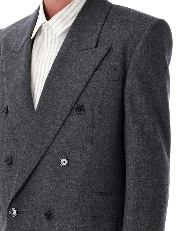 Saint Laurent Wool Double-breasted Peak Lapel Jacket - No