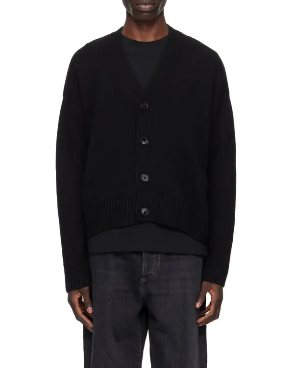 Ami V-neck Cardigan With Embroidered Logo