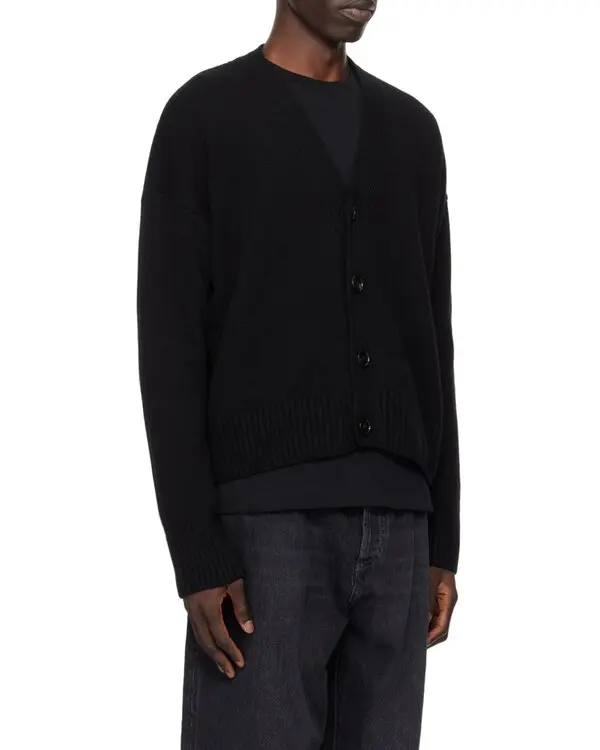 Ami V-neck Cardigan With Embroidered Logo