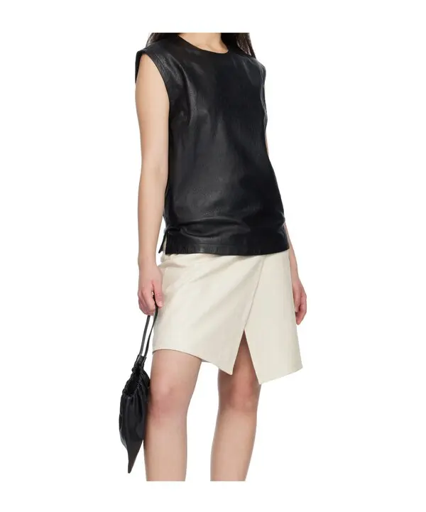 Loulou De Saison Ostrich-effect Leather Top
