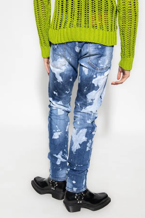 Dsquared2 Paint-splatter Distressed Straight-leg Jeans