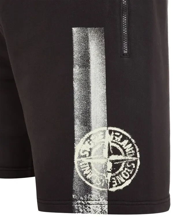 Stone Island Logo Printed Elasticated Waist Shorts