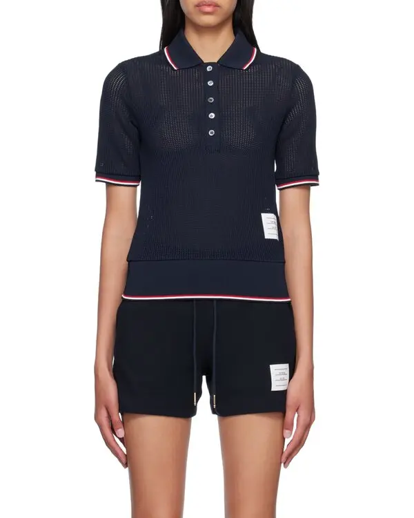Thom Browne Signature Striped Detail Polo Shirt