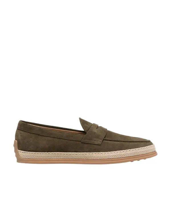 TOD'S Almond Toe Slip-on Loafers - Green