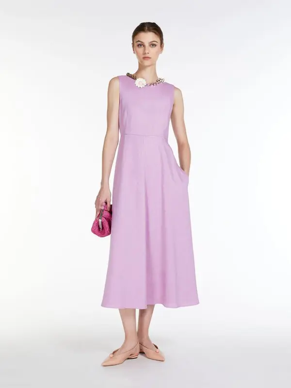 Max Mara Round Neck Midi Dress With Zipper