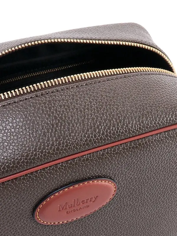 Mulberry Logo Patch Leather Wash Bag