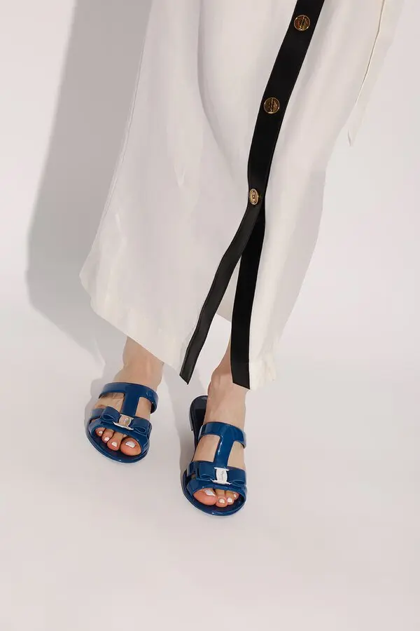 FERRAGAMO Logo Bow Detail Slides