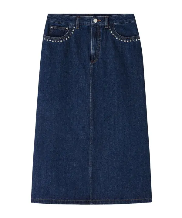 A.p.c. A-line Denim Midi Skirt With Rivet Embellishments