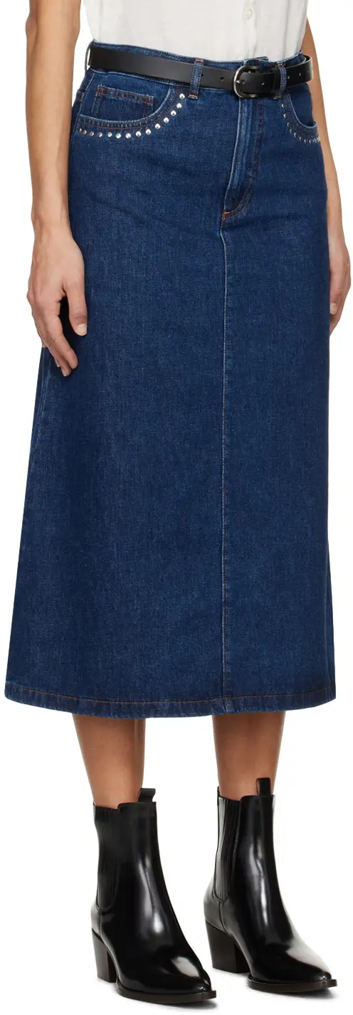 A.p.c. A-line Denim Midi Skirt With Rivet Embellishments