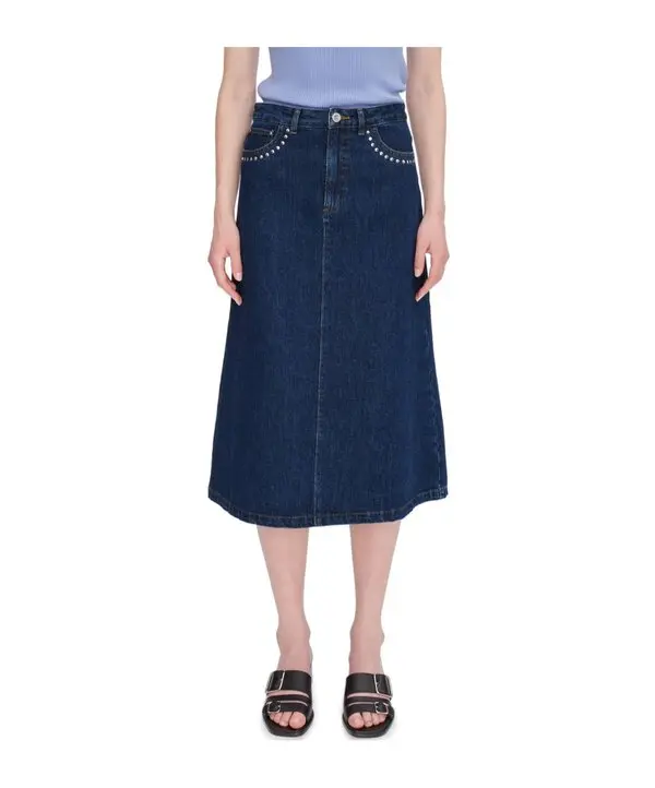 A.p.c. A-line Denim Midi Skirt With Rivet Embellishments