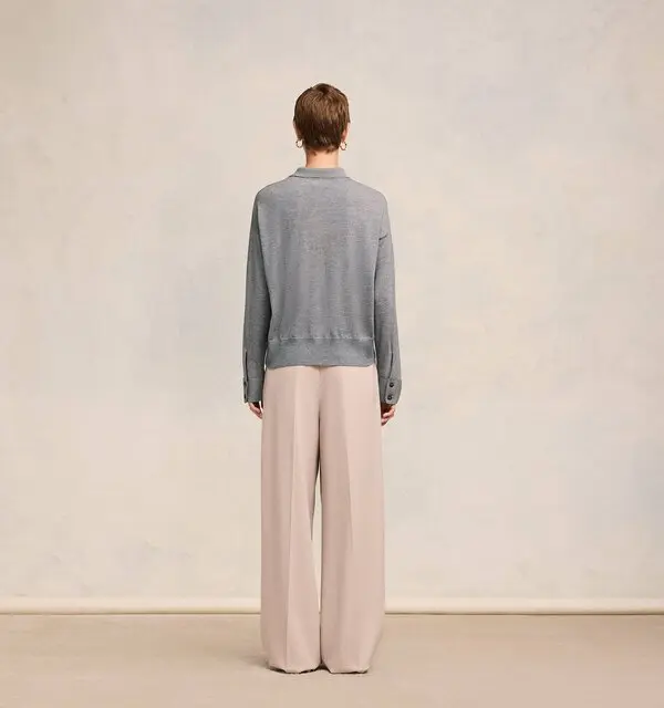 Ami Long-sleeved Button-up Cardigan With De Coeur Embroidery