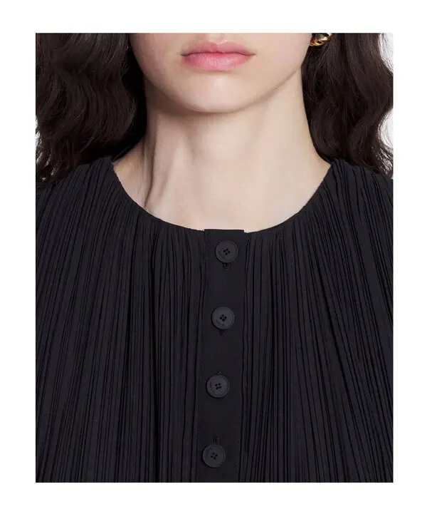 LANVIN Abstract Print Pleated Sleeveless Blouse - No