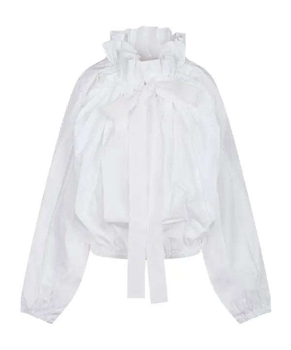 PATOU Puff-sleeved Ruffled Poplin Blouse - White