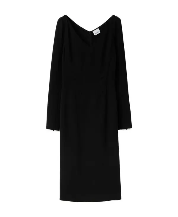 Burberry V-neck Long-sleeve Cady Dress