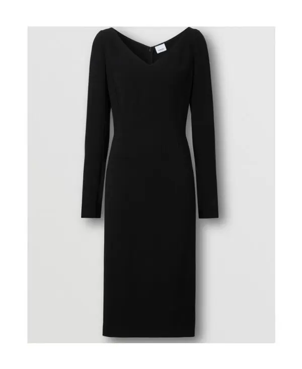 Burberry V-neck Long-sleeve Cady Dress