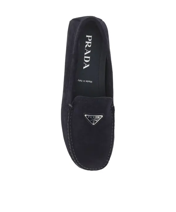 Prada Suede Logo Detail Loafers