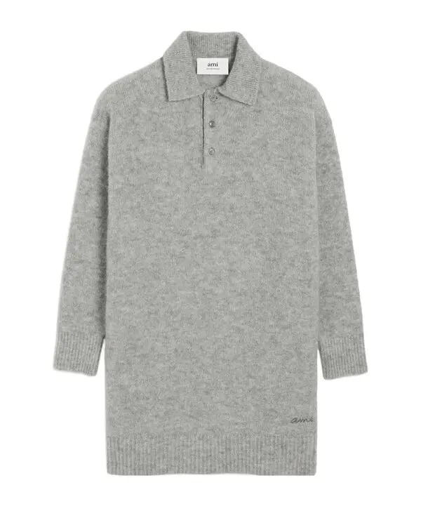Ami Long Sleeve Embroidered Mini Dress