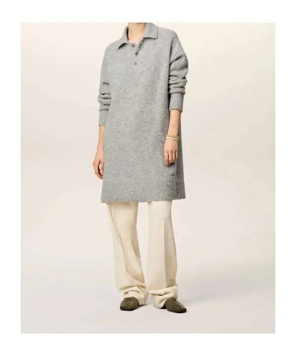 Ami Long Sleeve Embroidered Mini Dress