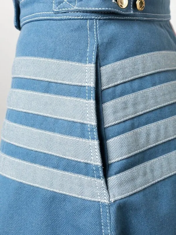 Thom Browne 4-bar Stripe A-line Denim Skirt