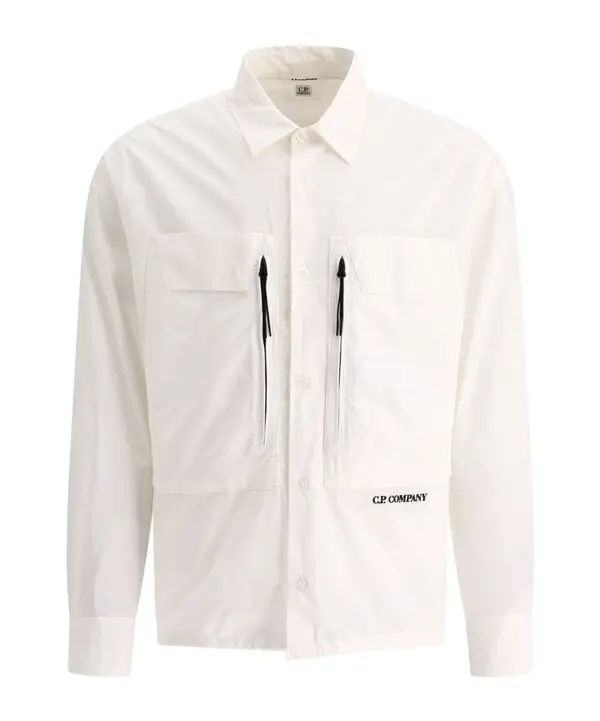 C.P. COMPANY Logo Embroidered Buttoned Poplin Overshirt