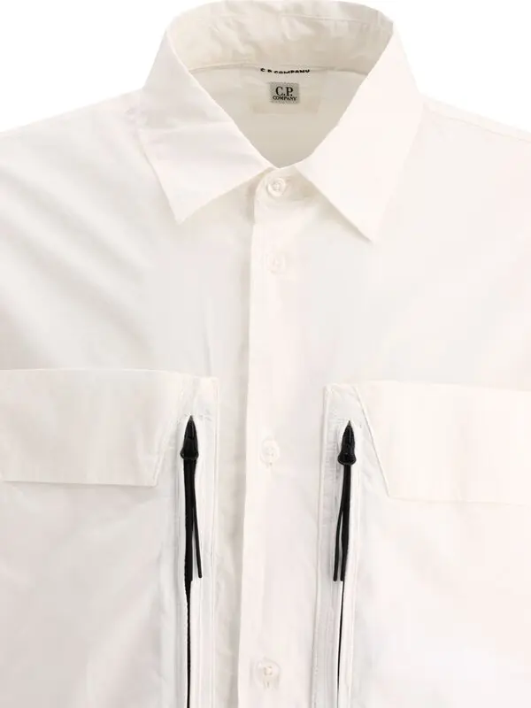 C.P. COMPANY Logo Embroidered Buttoned Poplin Overshirt