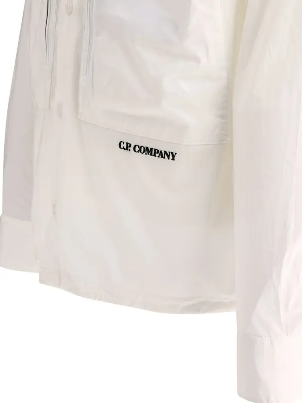 C.P. COMPANY Logo Embroidered Buttoned Poplin Overshirt