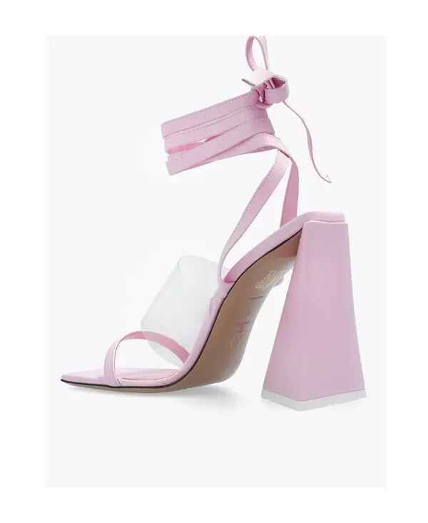 Attico Isa Ankle-tie Sandals With Sculptural Heel