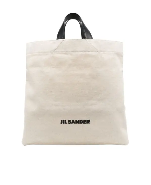 JIL SANDER Canvas And Leather Tote Bag - Nude