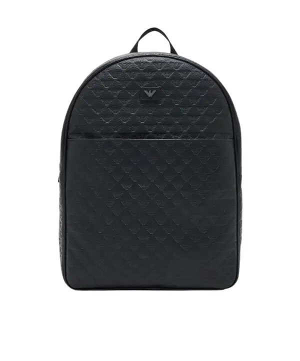 Emporio Armani Embossed Eagle-logo Backpack - Black