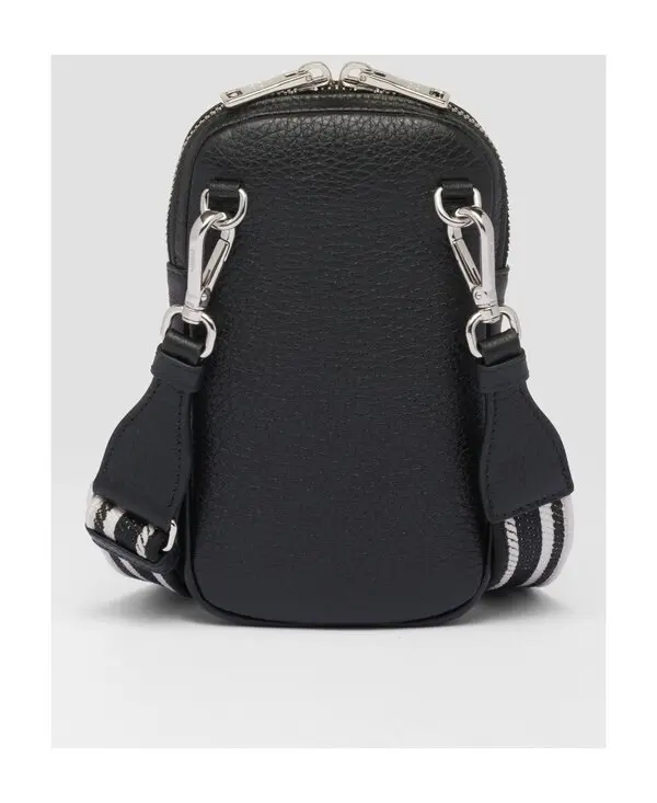 Prada Leather Mini-bag With Embroidered Shoulder Strap