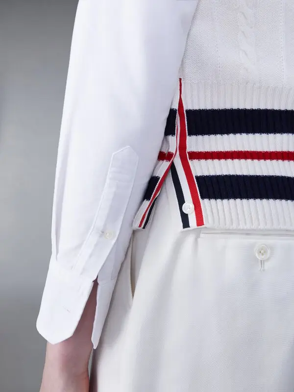 Thom Browne Sleeveless V-neck Cashmere Top With Signature Stripes